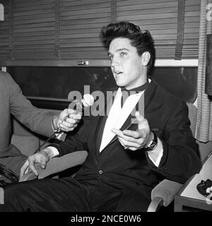 Elvis Presley During Interview Singer Actor 1959 Stock Photo Alamy