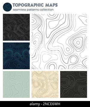 Topographic maps. Authentic isoline patterns, seamless design. Superb ...