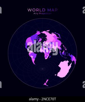Minimal world map. Airy's minimum-error azimuthal projection. Plain ...