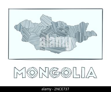 A contour map of Mongolia. Vector graphic illustration on a transparent ...