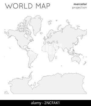 World map. Globe in Mercator projection, with graticule lines style ...