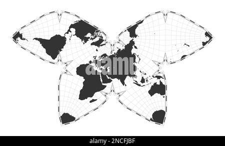 Vector world map. Steve Waterman's butterfly projection. Plain world ...