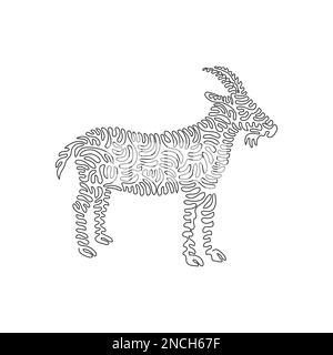 Continuous curve line drawing of goats are intelligent animals. Single ...