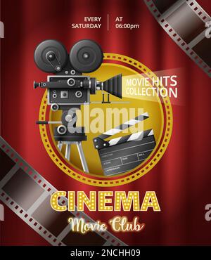 Realistic red show ticket sticker style pattern. Old premium cinema ...