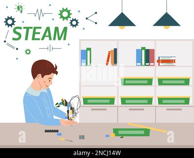 Kids services flat icons set with children playing eating and visiting ...