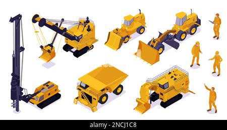 Set Of Isometric Excavators Vector illustration Stock Vector Image ...