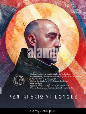 Art potrait of Saint Ignatius of Loyola, Jesuit founder, and his name ...