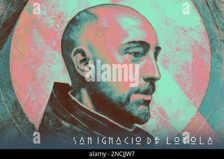 Art potrait of Saint Ignatius of Loyola, Jesuit founder, and his name ...