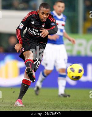 AC Milan Brazilian forward Robinho reacts during a Serie A soccer match ...