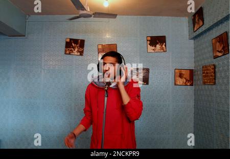 In this Nov.23, 2010 photo, Kashmir rapper MC Kash rehearses a song at ...