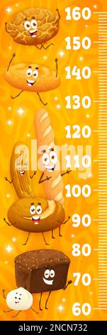 Kids height ruler cartoon bakery, sweets and dessert characters. Vector ...
