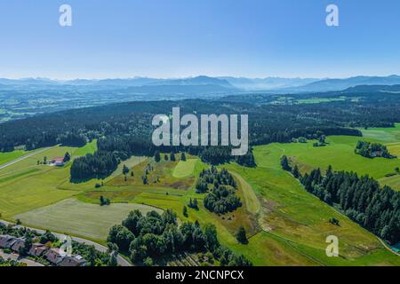 The region around Buchenberg in the Allgaeuer Seenland from above Stock ...