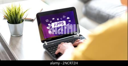 Laptop screen displaying an apps concept Stock Photo - Alamy