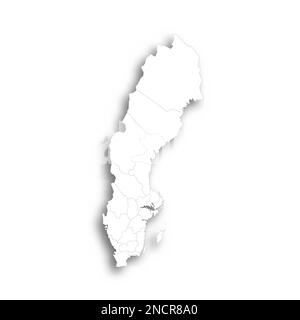Vector regional blank map of Sweden with counties and administrative ...