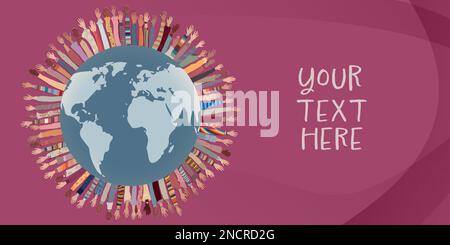 Arms and hands in a circle of multicultural and diverse people holding ...