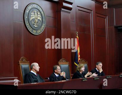 The Arizona Supreme Court, from left, Justice A. John Pelander ...