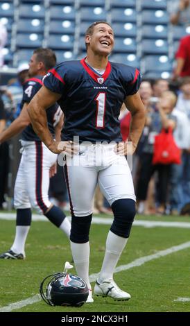 Houston Texans punter Matt Turk reacts against the Denver Broncos ...