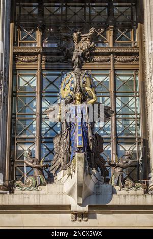 The famous Queen of Time (Gilbert Bayes, 1928) facade, Selfridges ...