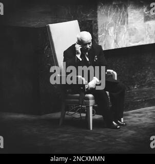 Soviet Premier Nikita S. Khrushchev had a wrinkled brow as he listened ...