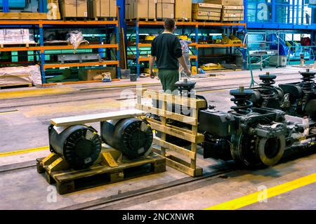 Paris, France, RATP Atelier, Men Working in Public Transport Workshop ...