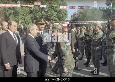 Rene Mouawad, Selim Hoss and Hussein Husseini during Independence Day ...