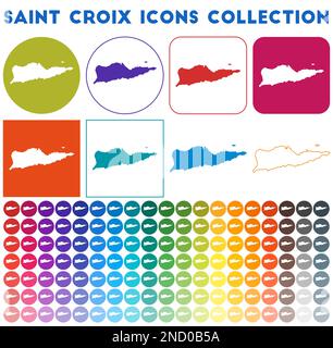 Saint Croix map design. Shape of the island with beautiful geometric ...