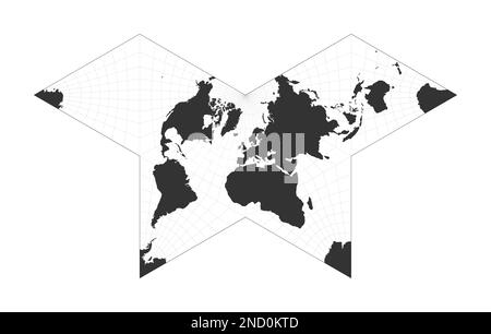 Map of The World. Gnomonic projection. Globe with latitude and ...