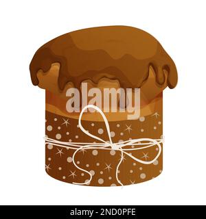 Panettone traditional cake in cartoon style isolated on white ...