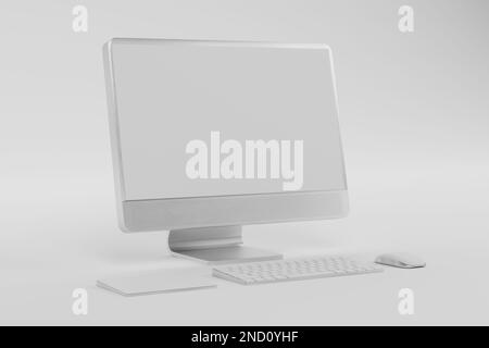 Computer display with 3d render software of architectural building ...