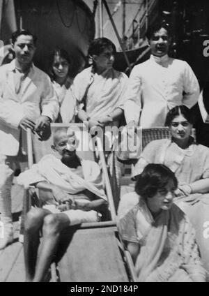 Mahatma Gandhi aboard the S.S. Rajputana with AP reporter James A ...