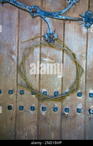 Pagan or witchcraft symbol hanging on a church door - John Gollop Stock ...