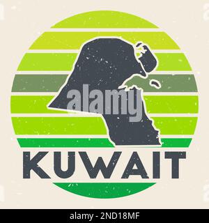 Kuwait round stamp. Round logo with country map and title. Stylish ...