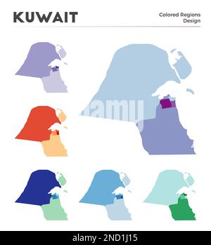 Isolated colored map of Kuwait with borders of the regions Stock Vector ...