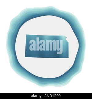 Kansas icon. Round logo with US state map and title. Stylish Kansas ...