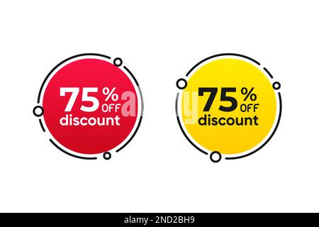 75 percentage circle discount tag icons collection. Set of red and ...