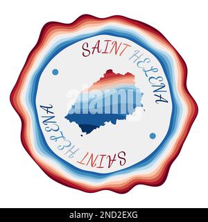 Saint Helena Badge. Round logo of island with triangular mesh map and ...