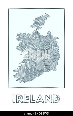 Ireland map hand drawn sketch. Vector concept illustration flag ...