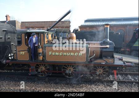Fenchurch a Terrier locomotive taking water at Sheffield Park station ...