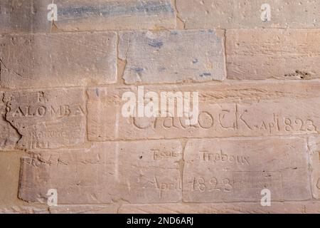 Old Inscriptions at the Philae temple, Aswan, Egypt from Victorian ...