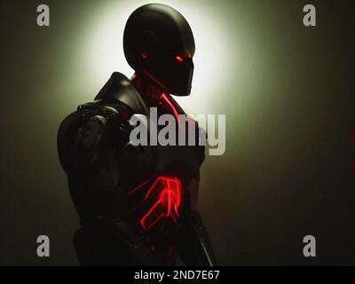 An evil cyborg with glowing red eyes Stock Photo - Alamy