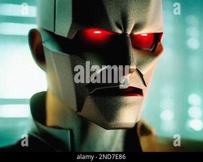 An evil cyborg with glowing red eyes Stock Photo - Alamy