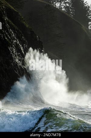 Strong waves against river mouth pier Stock Photo - Alamy