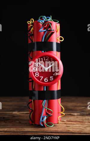 Bomb with timer on wooden background with space for text Stock Photo ...