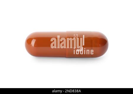 Iodine capsule on white background. Mineral element Stock Photo - Alamy