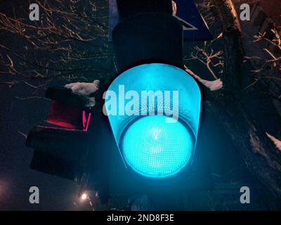 traffic lights in the night in Romania Stock Photo - Alamy