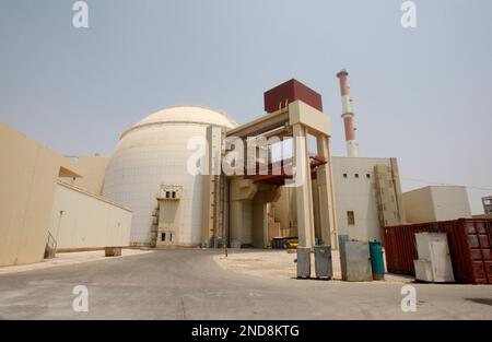The reactor building of the Bushehr nuclear power plant in the Bushehr ...