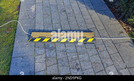Outdoor Cable Protector Safety Device Cover at Tiled Pavement Stock ...
