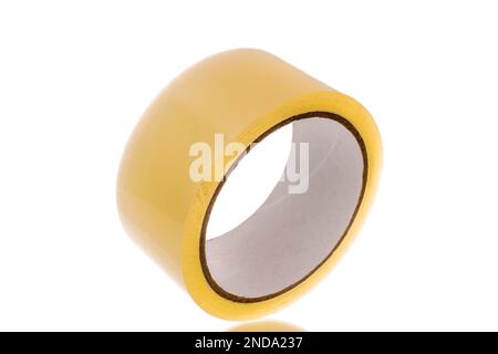 One roll of sticky tape, macro, isolated on white background Stock ...