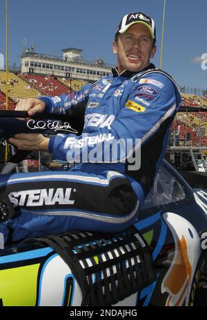 Carl Edwards gets out of his car after qualifying for the Nationwide ...