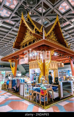Beautiful duty free shop built as golden traditional Thai's pavilion ...
